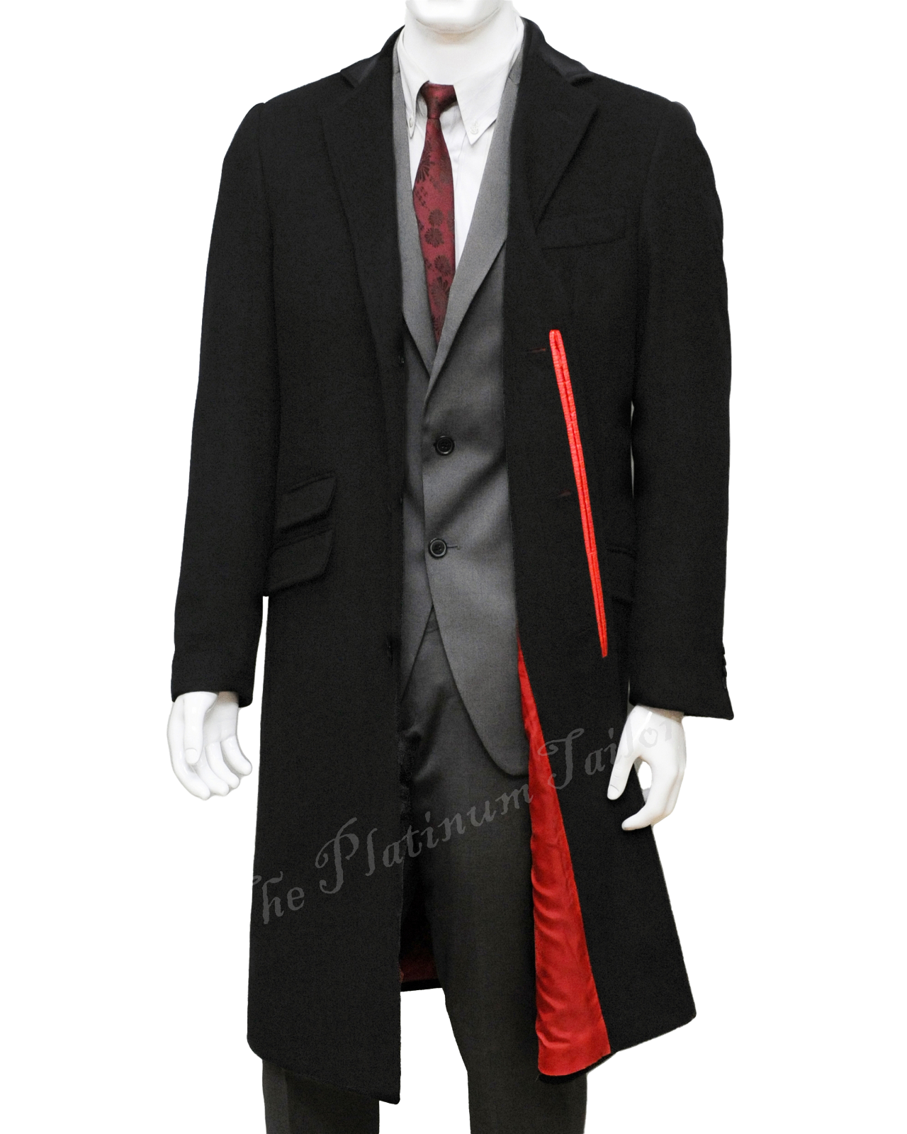 Mens Black Wool Long Covert Overcoat Warm Winter Mod Cashmere Coat ...
