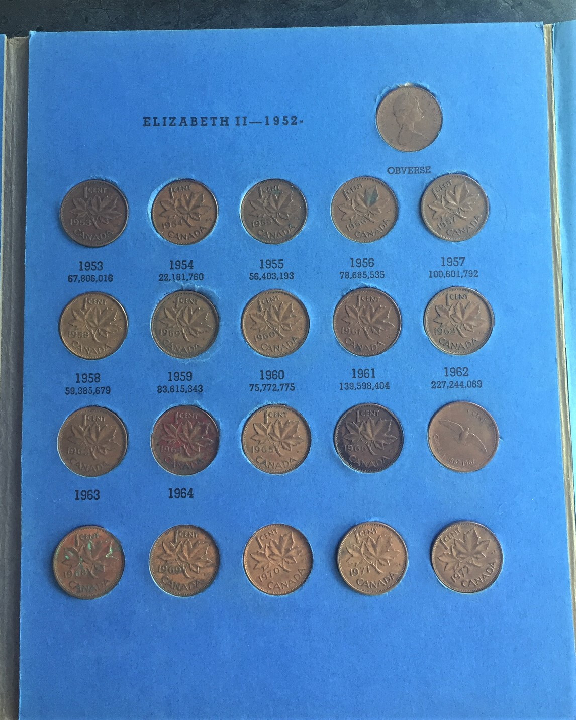 WHITMAN COIN ALBUM #9062, CANADIAN SMALL CENTS, INCLUDING COINS 1937 ...