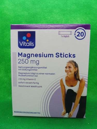 3x Vitalis® Magnesium Sticks 250 mg; je 20 Bt. á 1,5 g; Waldfrucht (127 ...