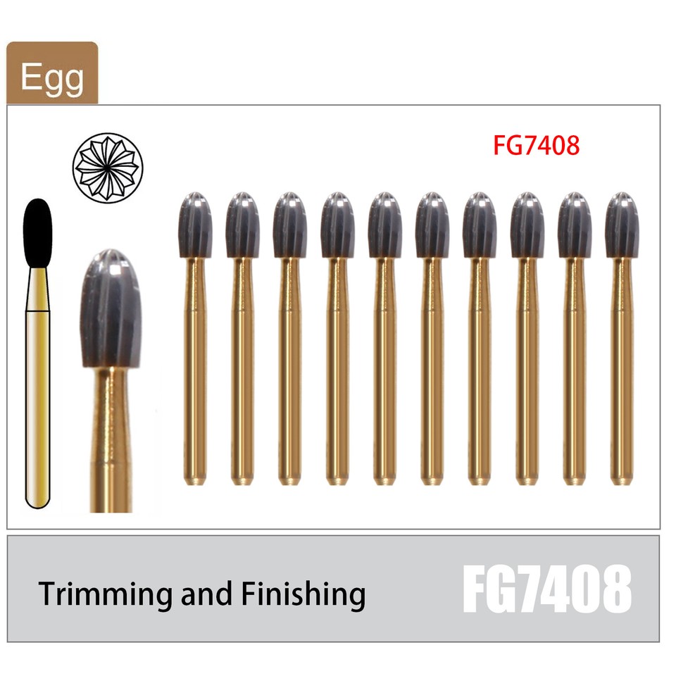 10/20Pcs Dental Tungsten Carbide Bur Trimming and Finishing Egg ...
