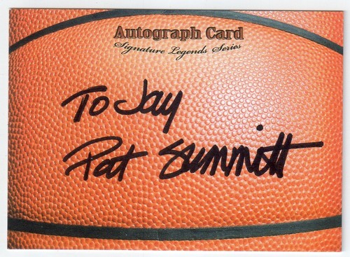 PAT SUMMITT Signed Basketball Signature Card - Tennessee Hall of Fame ...