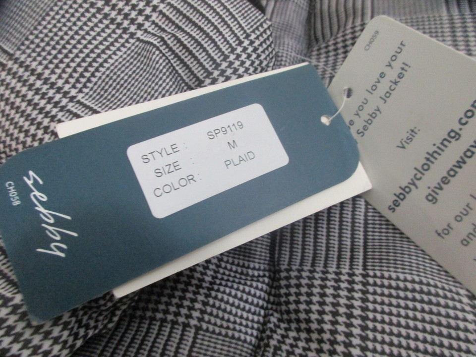 Sebby Women's Black /White Plaid puff short SP9119 Jacket Size M | eBay