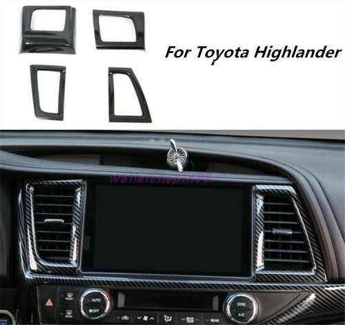 Carbon Fiber Inner Middle Air Vent Outlet Trim For Toyota Highlander ...