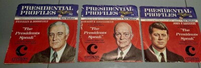 3 Vintage Records 33 1/3 RPM Presidential Profiles "The Presidents ...