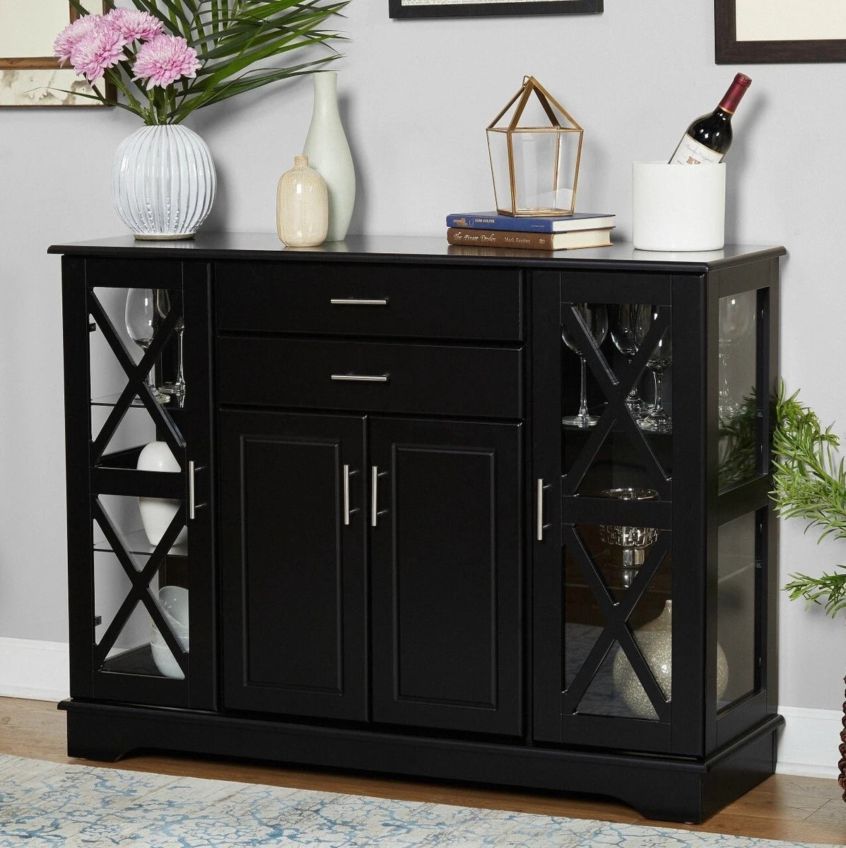 Black Dining Room Buffet Table