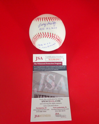 Bobby Shantz Signed MLB ball W/1952 AL MVP+ 1958 WSC+ 8XGold Glove JSA ...