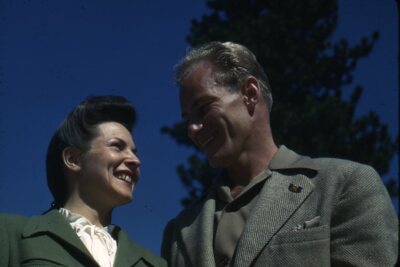 35mm Slide1940s Red Border Kodachrome Pretty Woman Smiling at Handsome ...