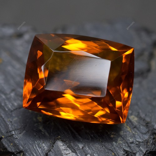 65 Ct Heated Lab Created Spanish Orange Topaz Cushion Pendant Size ...