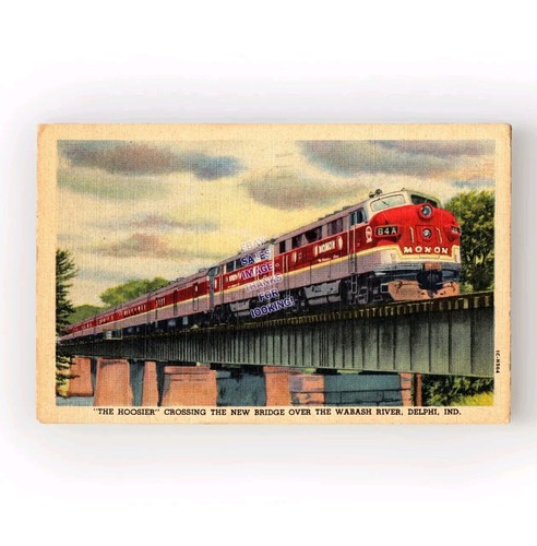 VINTAGE POSTCARD MONON Railroad INDIANA TRAIN Chicago cancel 1951 ...