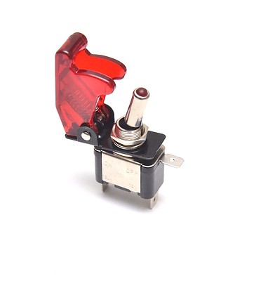 Flip Cover Red LED SPST On Off Toggle Rocker Switch Control 12 V 20 A ...
