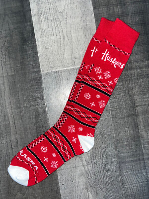NEBRASKA CORNHUSKERS NCAA COLLEGE LOGO SNOWFLAKE CREW LENGTH SOCKS | eBay