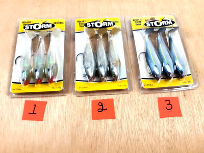 Storm Lures 4" 7/16 oz Wild-Eye Swim Shad 3 Paks, 3 Colors NIB...Sold ...
