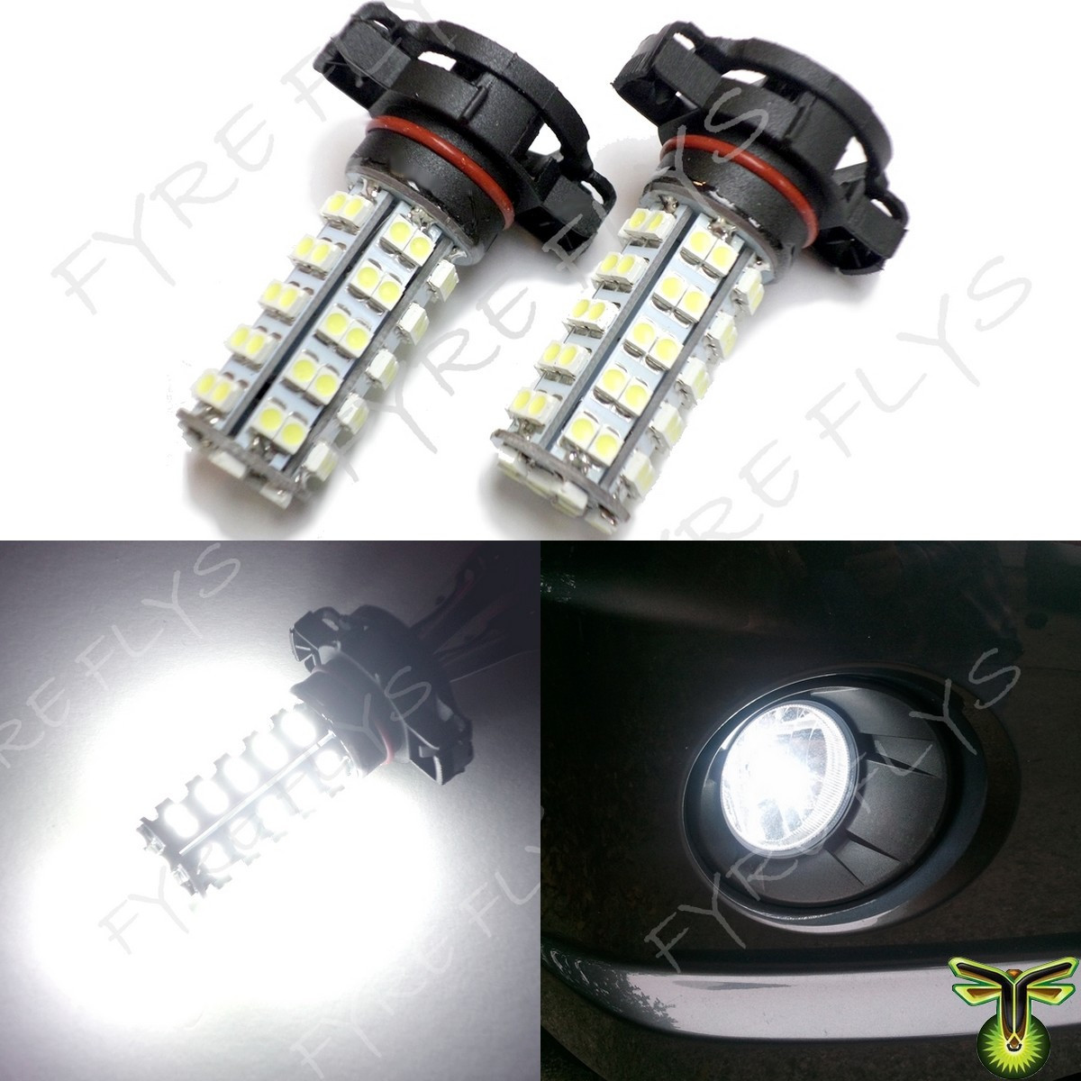 HID White 68-SMD 5202 5201 H16 LED Bulbs For Fog Lights or Daytime ...