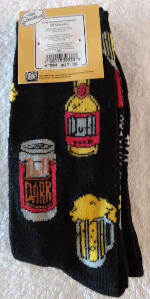 NEW 2 Pair Simpsons Themed Crew Socks Shoe Size 6-12 It's Moe Better At ...