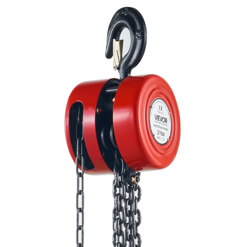 2T/4400 lbs Chain Hoist Chain Block 8 Feet Lift Steel Construction Red ...