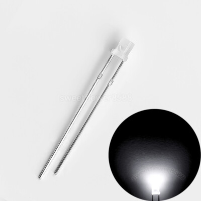 100x 3mm Flat Top White Diffused Frosted Milky Len LED Light Emitting ...