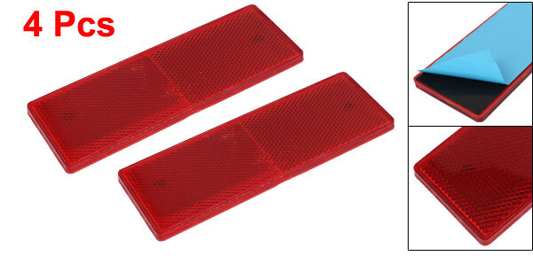 FOUR Truck Car Plastic Stick-On Reflective Rectangle Reflector Red ...