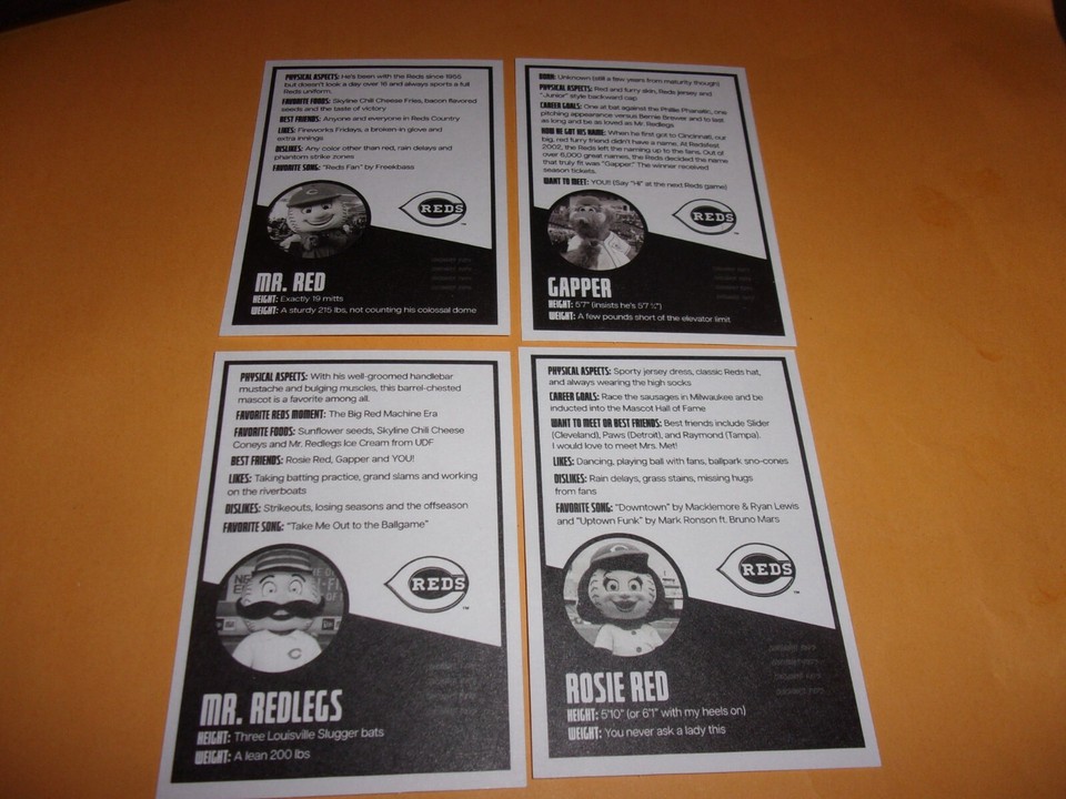 2025 Cincinnati Reds Mascot Baseball Card Set-MR.RED-MR.REDLEGS-ROSIE ...