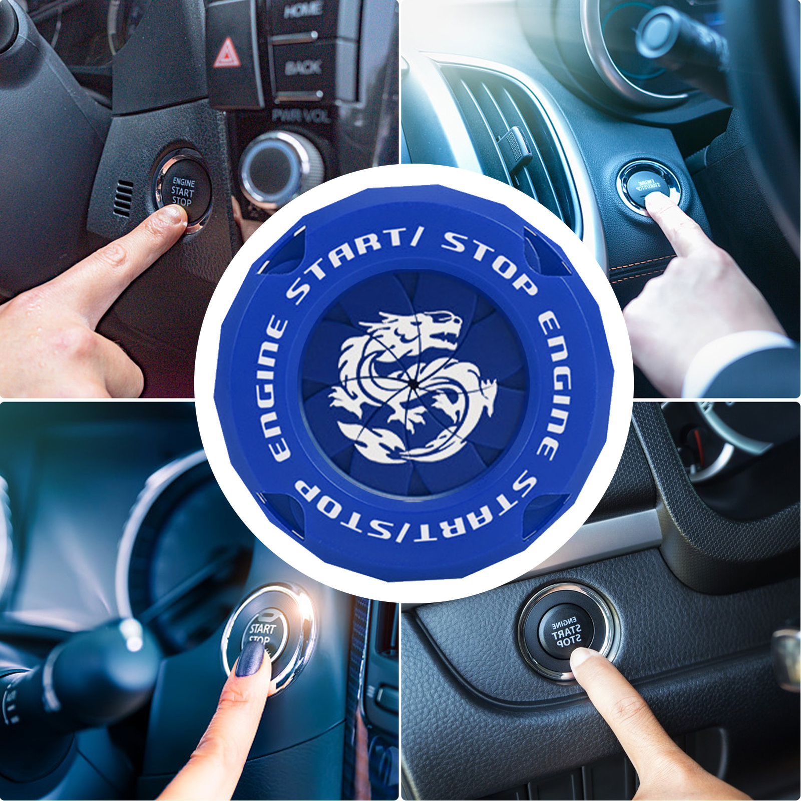 Car Start Button Protective Cover Ignition Switch Engine Start Ring ...