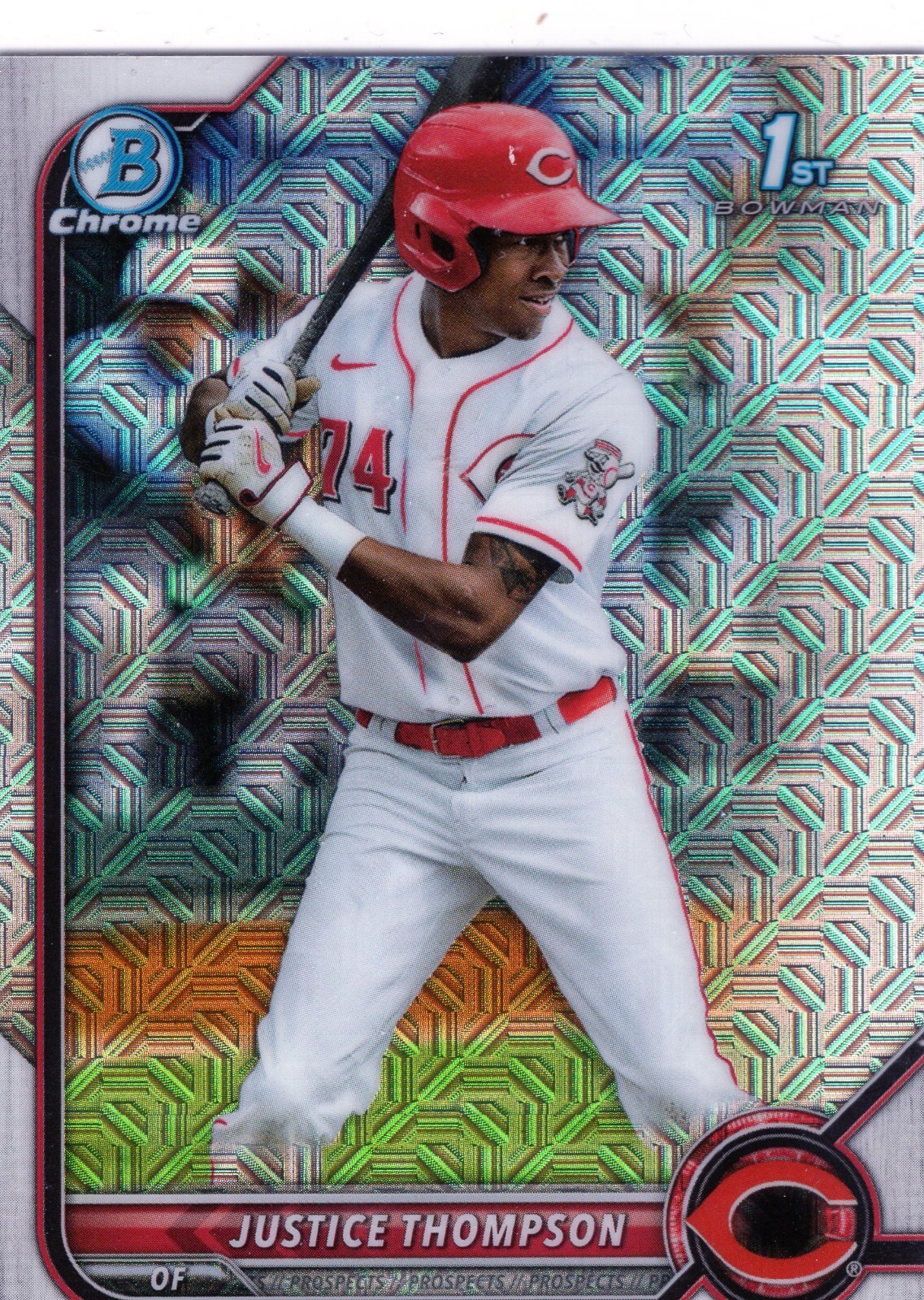 2022 Bowman Chrome First Justice Thompson Mojo #BCP-59 Reds | eBay