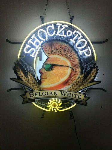 Shock Top Beer Belgian White Bar 24"x20" Neon Lamp Sign Light HD Vivid ...