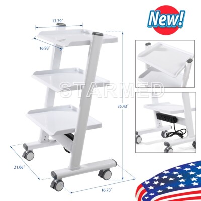3 Layer Dental Trolley Mobile Instrument Cart Medical Tool Cart with ...