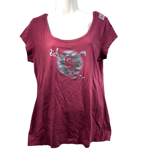 NEW OU Oklahoma Sooners Ladies Shirt - Burgundy, Size Large - Meesh ...