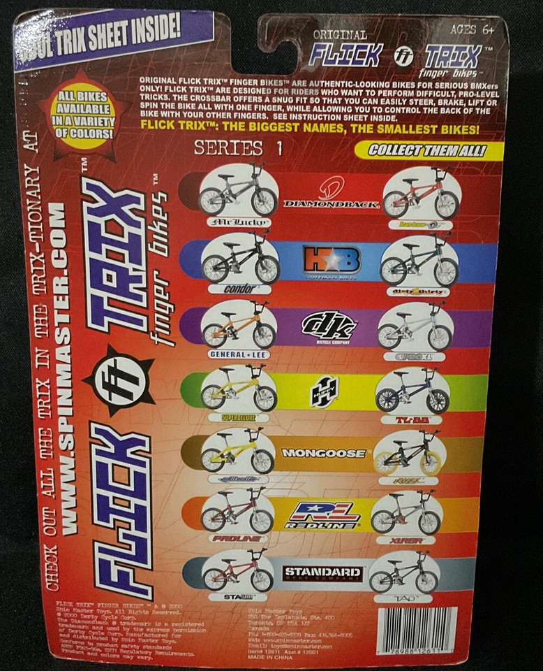 2000 Series Original Flick Trix Finger White Diamond Back BMX Bike Team ...