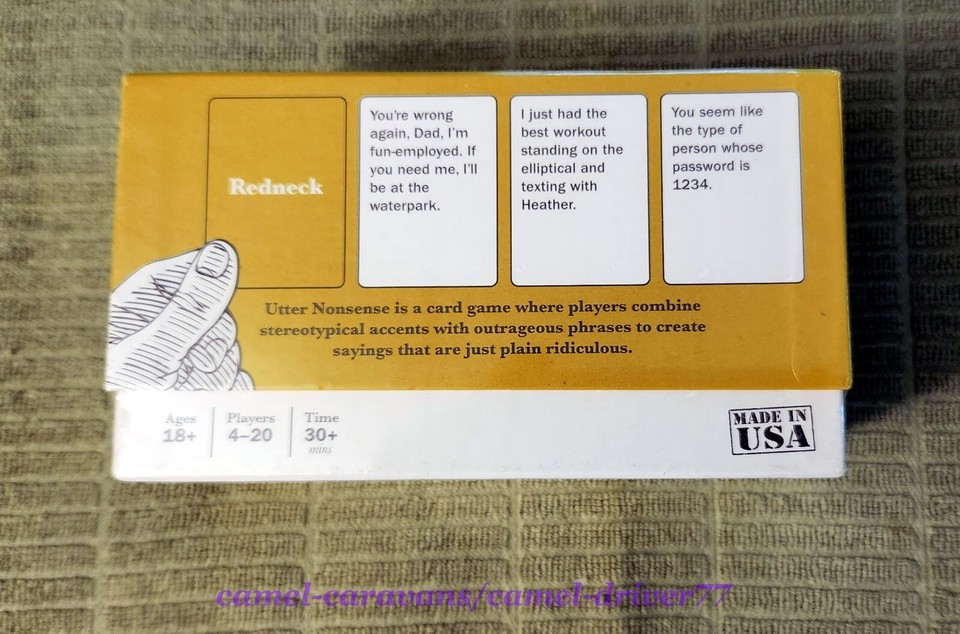 UTTER NONSENSE! The Inappropriate Accent Game 500 CARDS Bawdy Humor ...