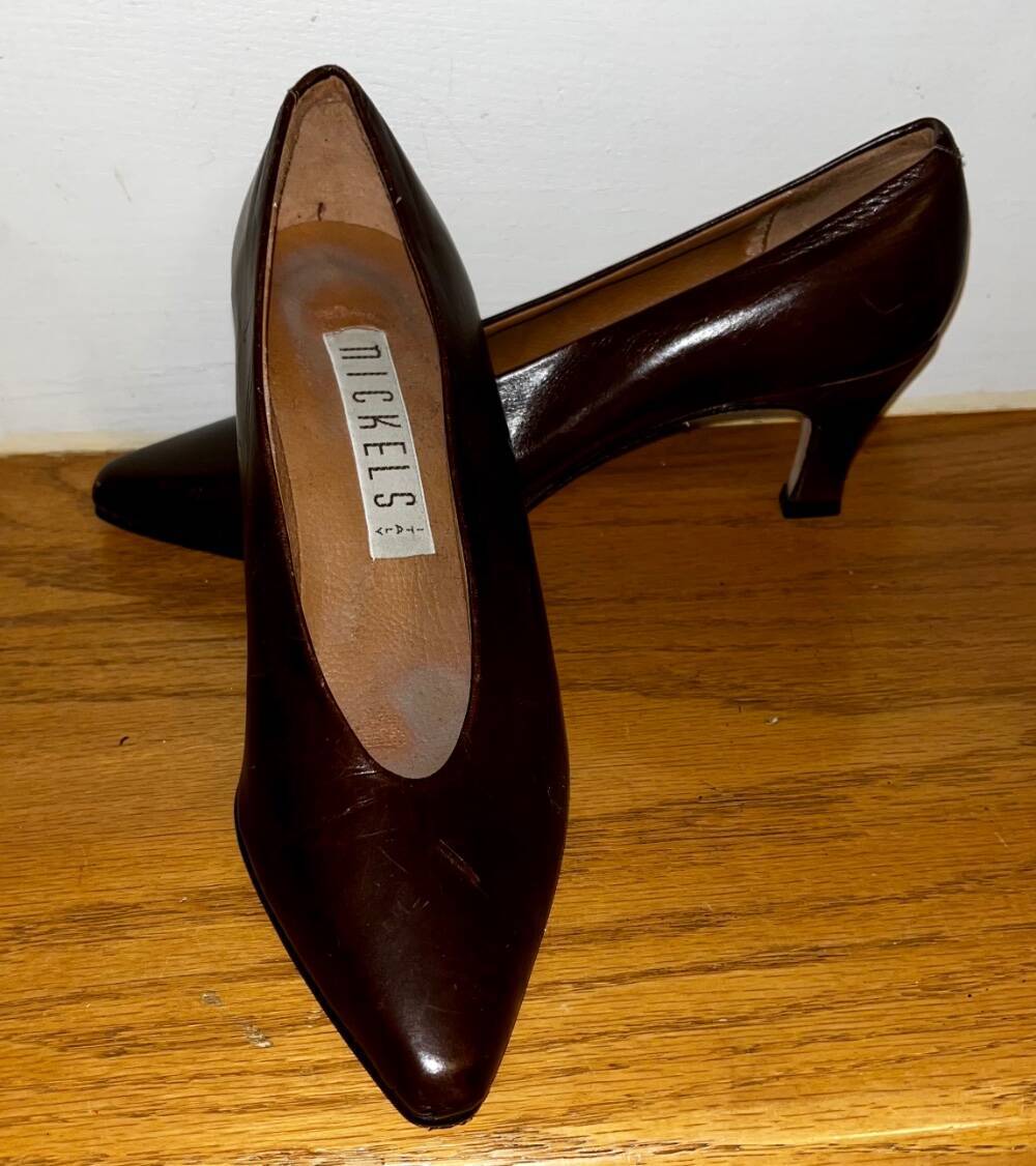 VTG 1990'S NICKELS~WOMENS 6~ITALIAN LEATHER PUMPS~HEELS~BROWN~NEW | eBay