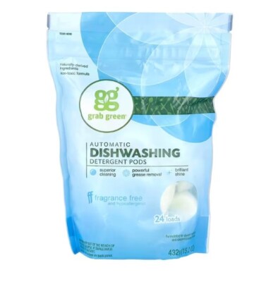 GrabGreen Automatic Dishwashing Detergent Pods Fragrance Free -- 24 ...