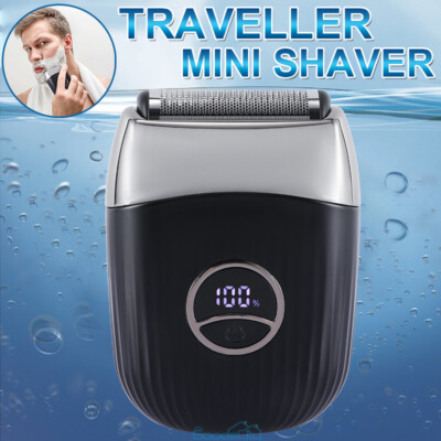 Men Electric Shaver IPX7 Waterproof USB Rechargeable Mini Travel Rotary ...