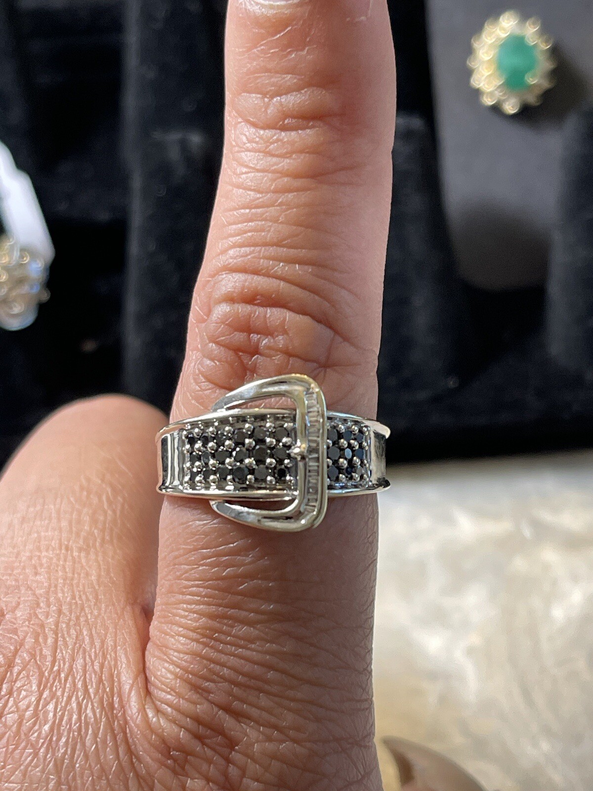 Diamond Belt Buckle Design 14k Gold Ring - Size 10 - Gem