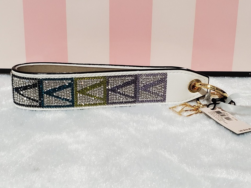 VICTORIAS SECRET V MONOGRAM SILVER SHINE WRISTLET STRAP RHINESTONE ...