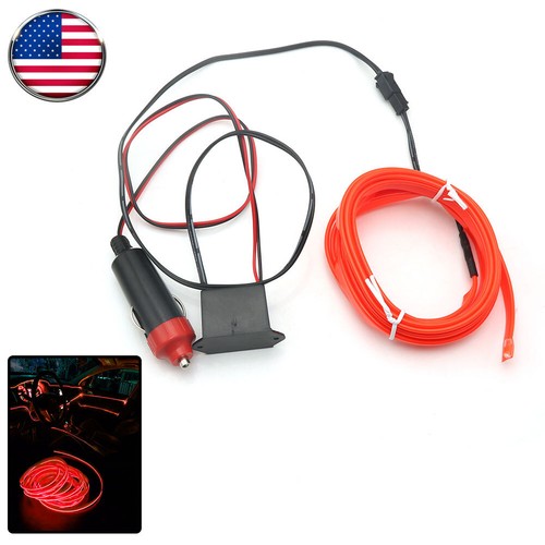 Red LED Car EL Wire Neon String Strip Lights Interior Atmosphere Decor ...