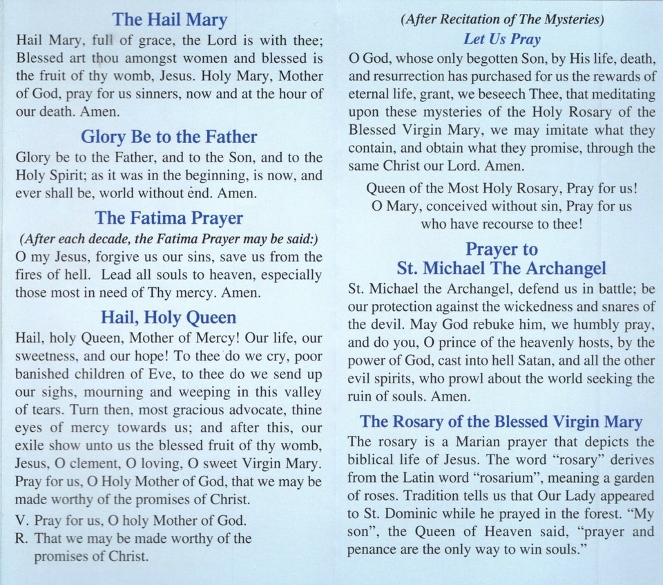 Pray the Rosary Pamphlet Includes All 4 Mysteries - English | eBay