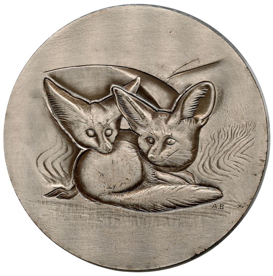 FRANCE LE FENNEC FOX SILVERED COPPER NUMBERED MEDAL BY BLOC 1970 72mm ...