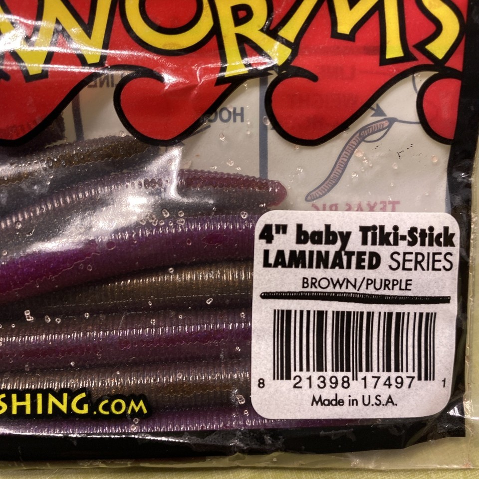 WAVE WORMS Baby Tiki Stick Soft Senko Style Fishing Bait 4" 10ct Brown ...
