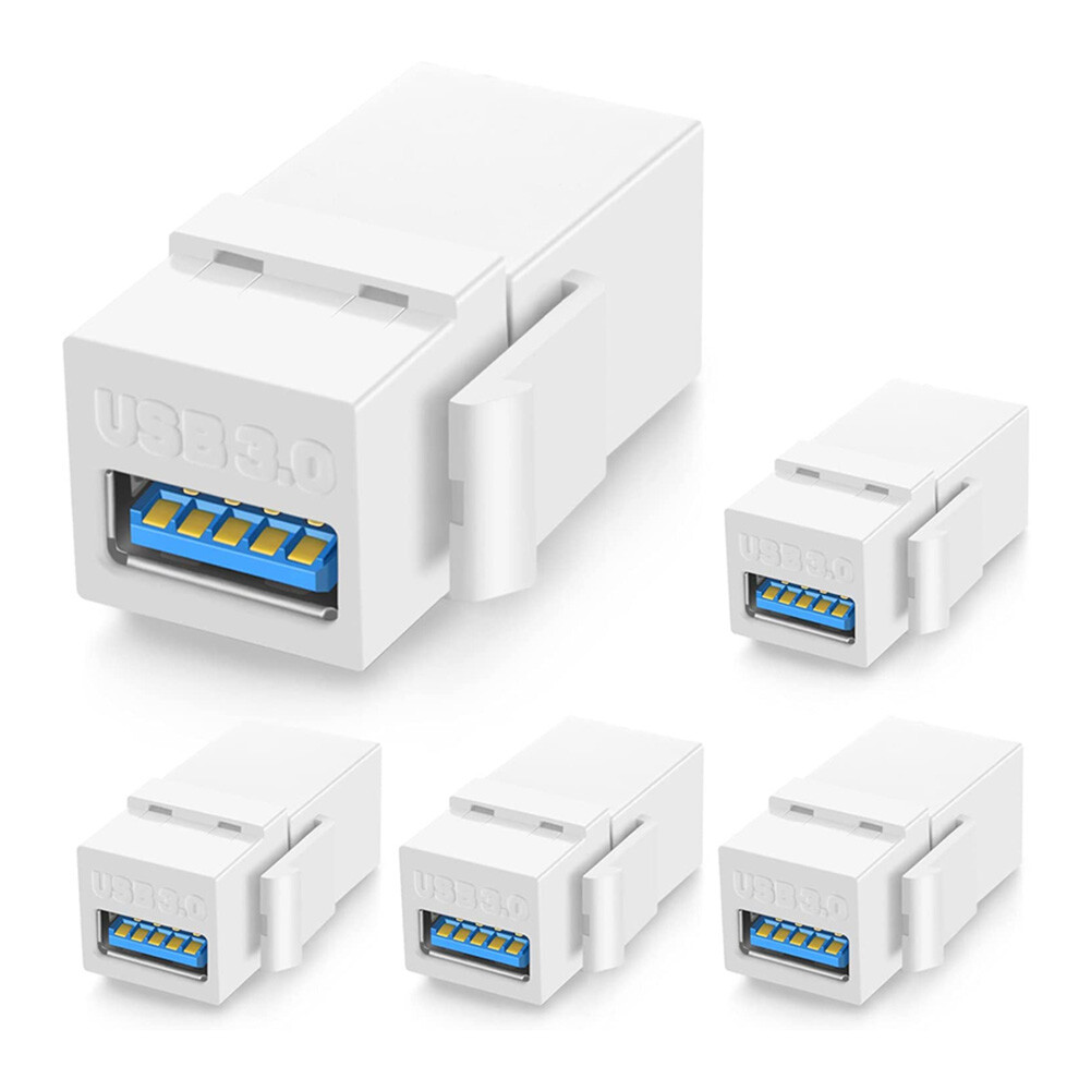 USB 3.0 Keystone Jack Inserts Female to Female Connector Adapter (White ...