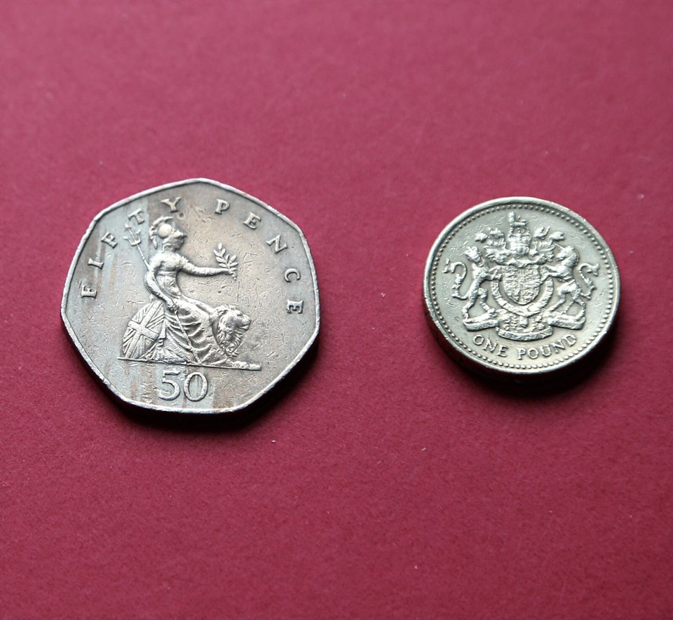 1983 Great Britain Pound & 1983 50 Pence, 2 Coin Lot, In Card Flips | eBay
