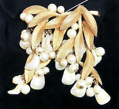 Vintage VENDOME Costume Jewelry Gold Pearl Rhinestone Brooch Pin | eBay