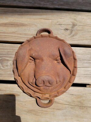 VTG Cast Iron Hog Pig Boar Head Face Baking Pan Mold Cheese Mold Heavy ...