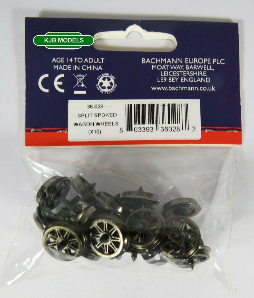 BNIB OO Gauge Bachmann 36-028 Metal Split Spoked Wagon Wheels (x10 ...