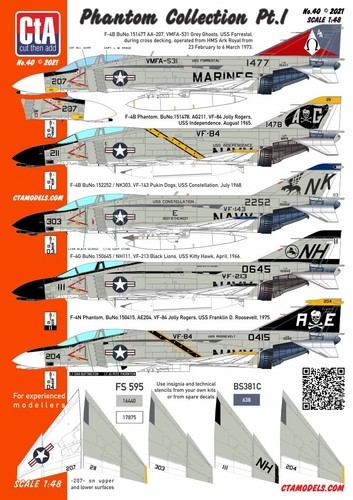1:48 Decal Phantom Pt. One - F-4B/G/N, 5 marking option- CtA Decals 040 ...