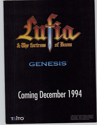 Lufia & The Fortress of Doom SNES 1994 Vintage Print Ad/Poster RPG ...