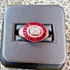 Effy 14K Rose Gold Ruby 1-5/8cttw & Diamond 5/8cttw Baguette Cluster ...