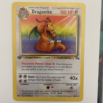1st Edition 1999 WIZARDS Dragonite 19/62 Pokémon TCG A Good Looking ...