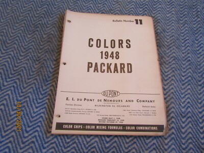 1948 PACKARD COLOR CHIPS CHART | eBay