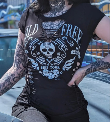 Demi Loom Wild and Free Slashed Biker Tee | eBay