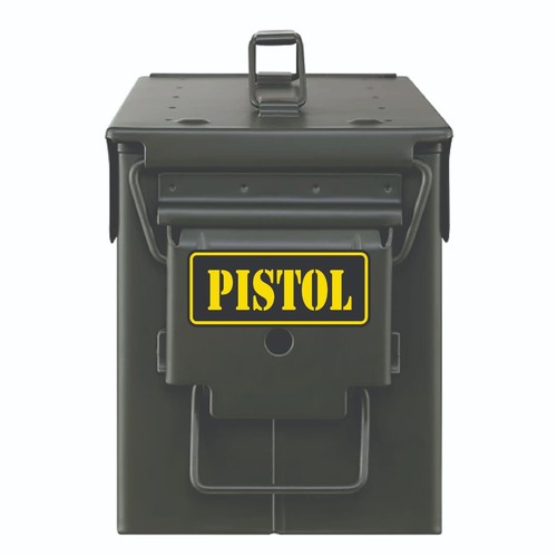 Pistol Ammo Can Box Decal Gun Hunting CALIBER Vinyl Decal Sign Range ...
